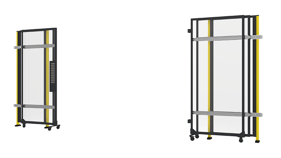 Sliding door without rail with centre lock for machine guarding | Axelent